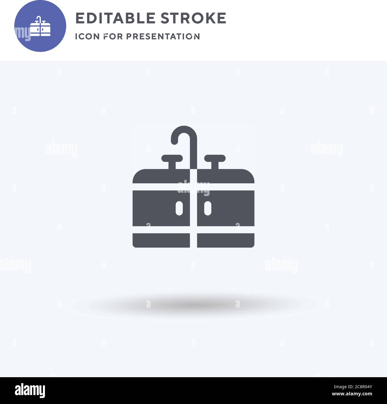Sink icon vector, filled flat sign, solid pictogram isolated on white ...