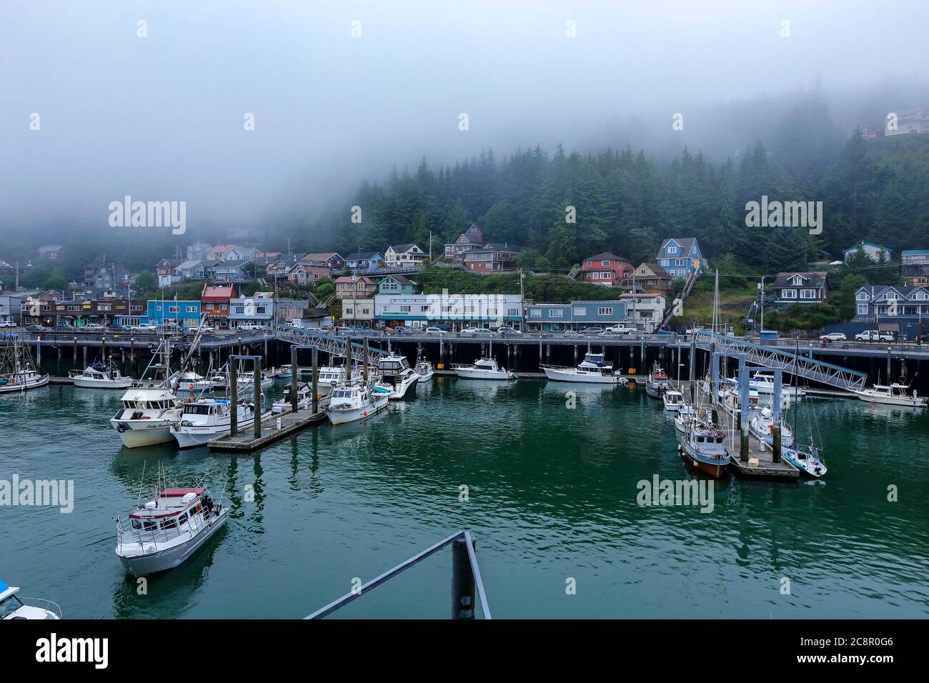 Ketchikan, Alaska - jul 23, 2018 - view of harbour of Ketchikan with ...