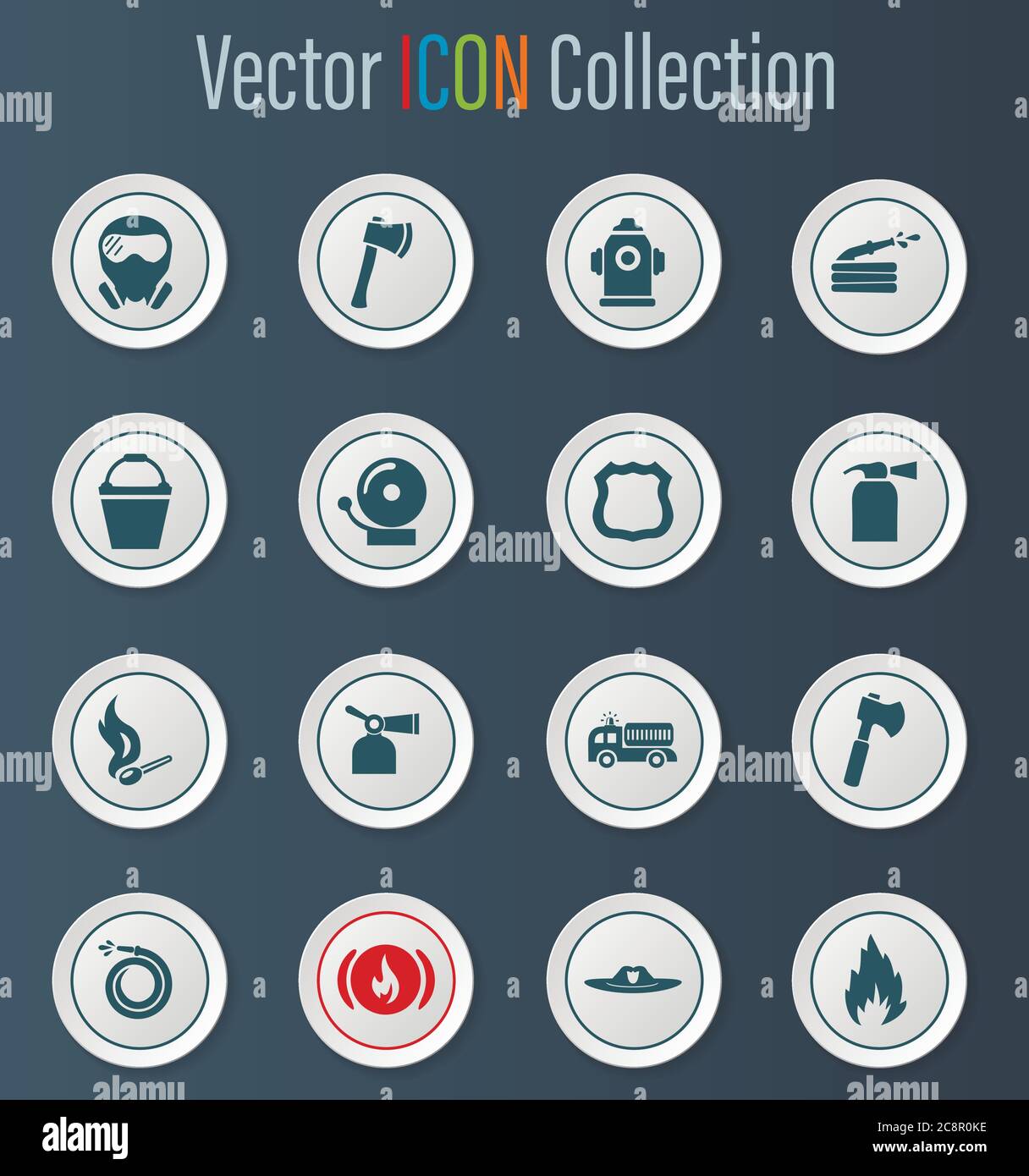 Fire brigade icons set Stock Vector Image & Art - Alamy