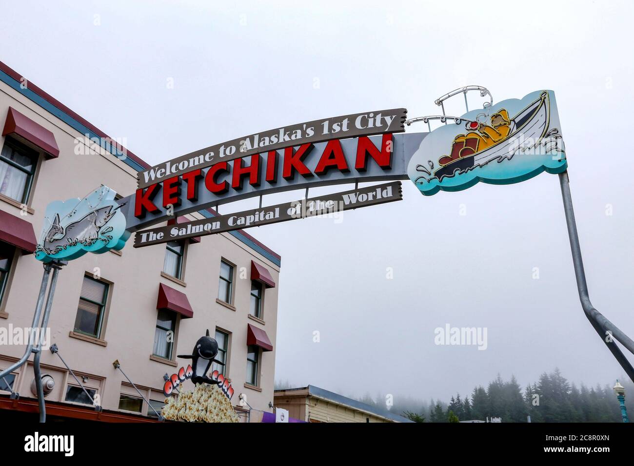 Ketchikan, Alaska - jul 23, 2018 - Welcome sign of the city of ...