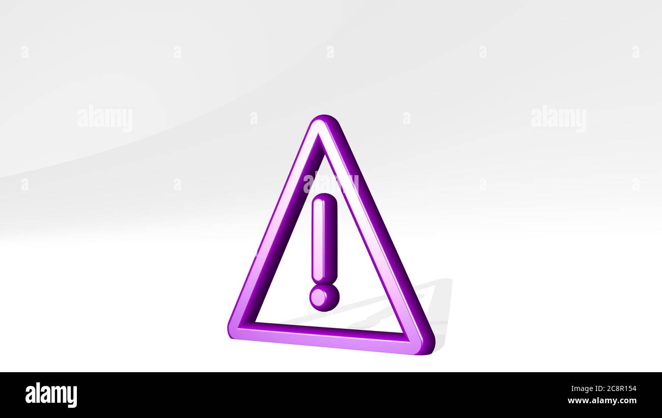 ALERT TRIANGLE made by 3D illustration of a shiny metallic sculpture ...