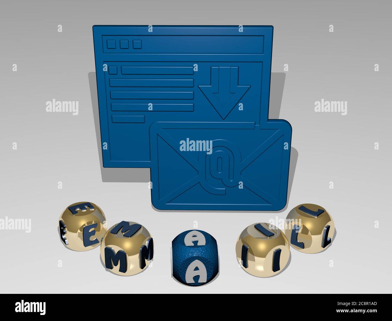 3D graphical image of EMAIL vertically along with text built around the ...