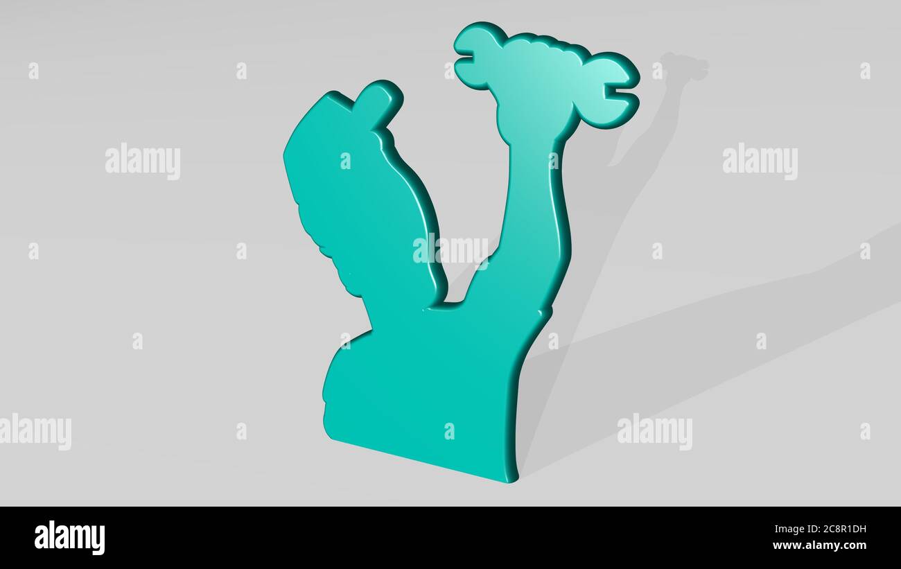 mechanic from a perspective with the shadow. A thick sculpture made of ...