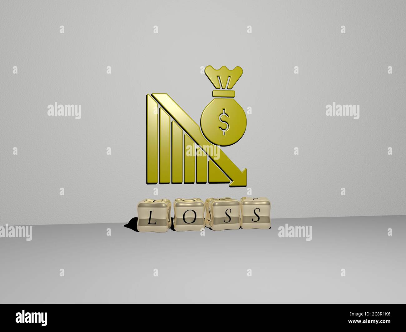 3D representation of LOSS with icon on the wall and text arranged by ...