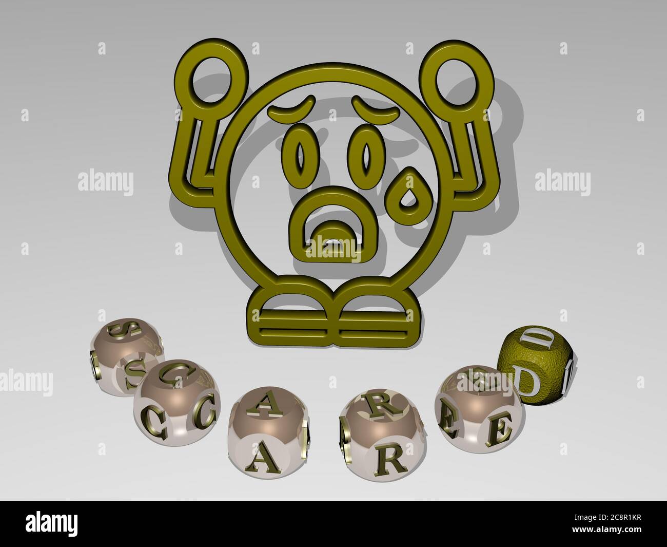 3D representation of scared with icon on the wall and text arranged by ...