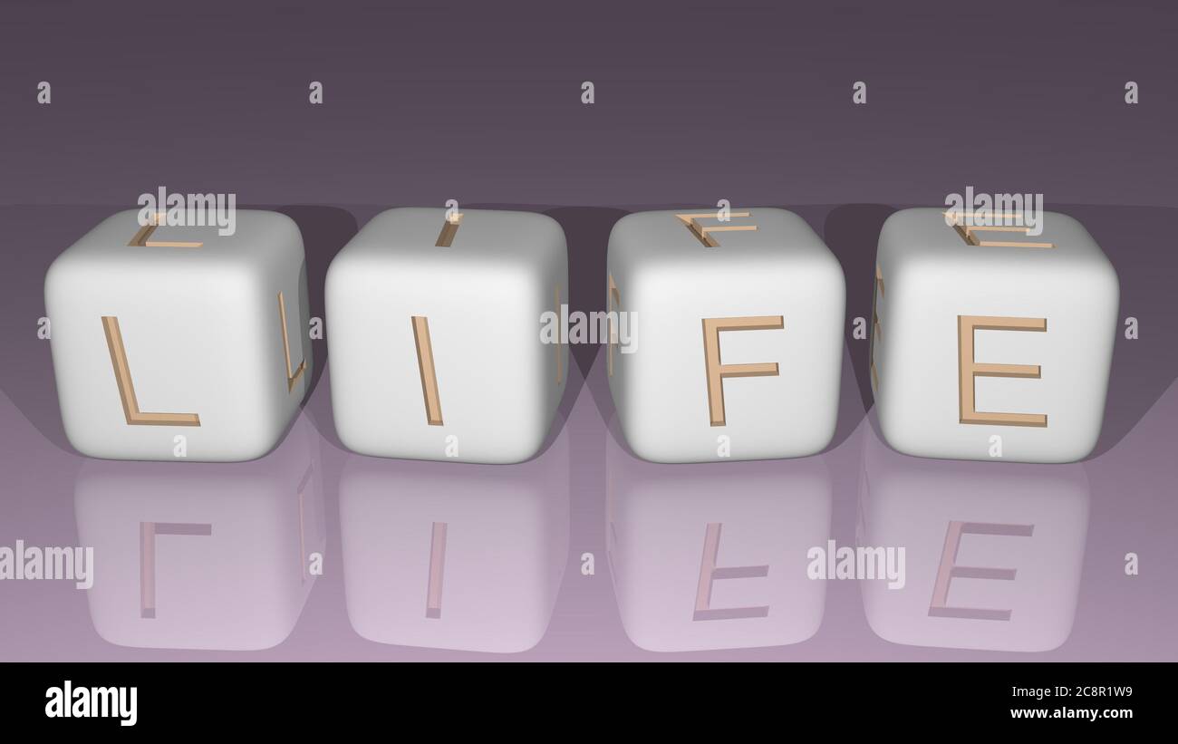 LIFE built by dice letters and color crossing for the related meanings ...