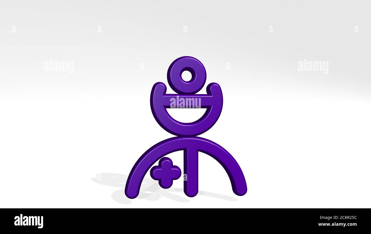 professions man doctor stand with shadow. 3D illustration of metallic ...