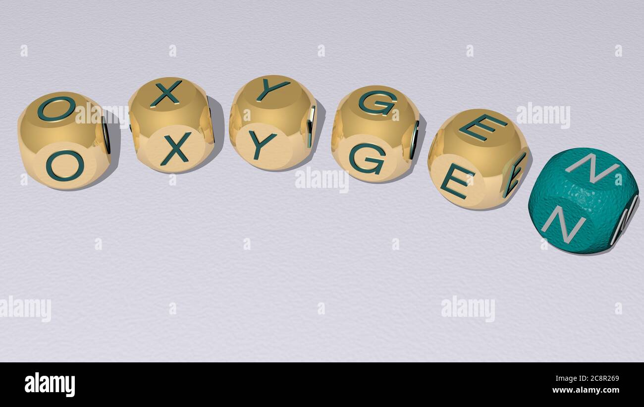 OXYGEN combined by dice letters and color crossing for the related ...