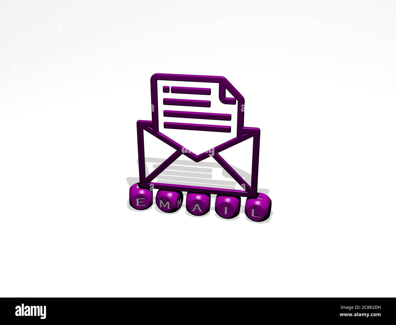 3D graphical image of email vertically along with text built by ...