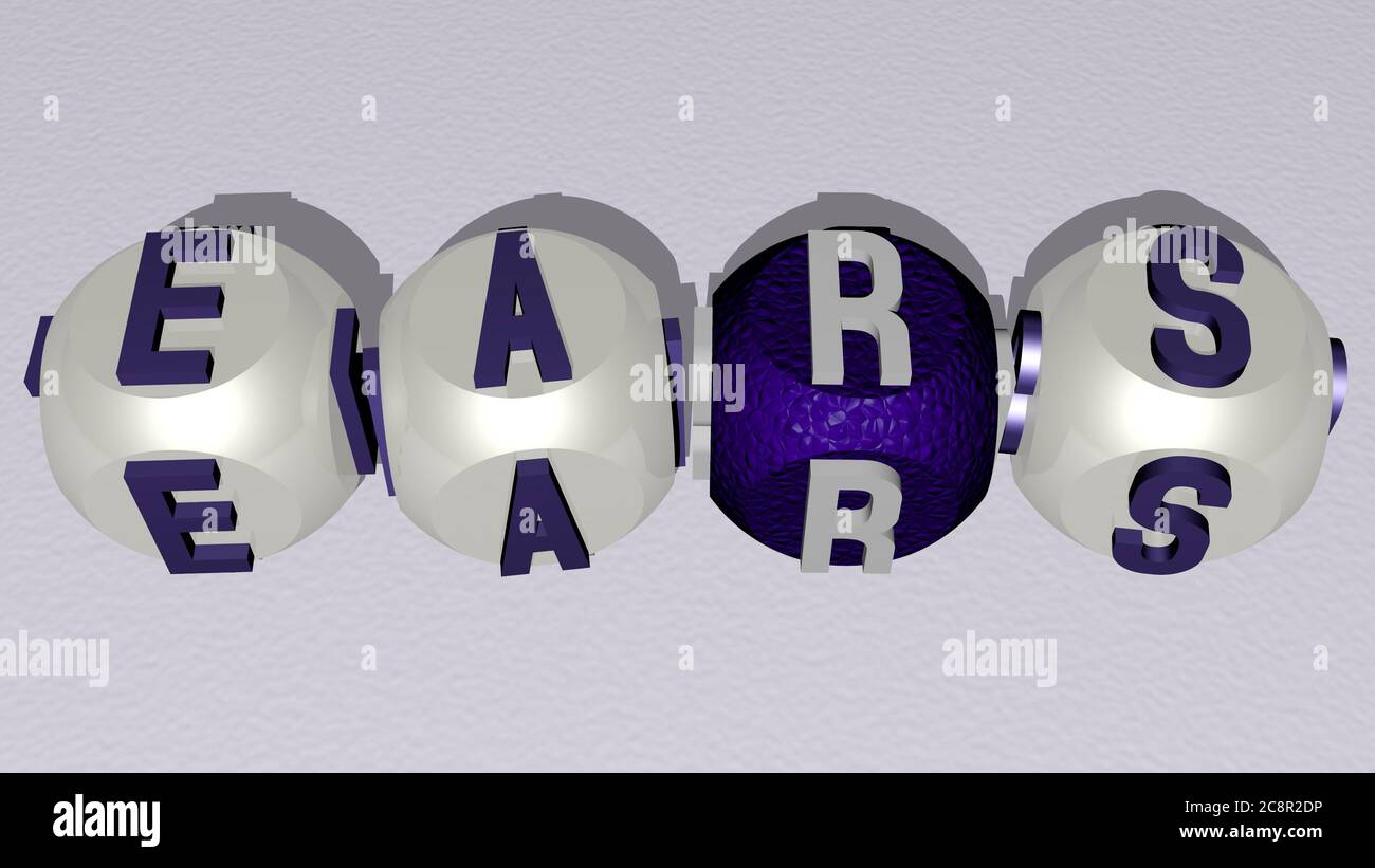 combination of EARS built by cubic letters from the top perspective ...