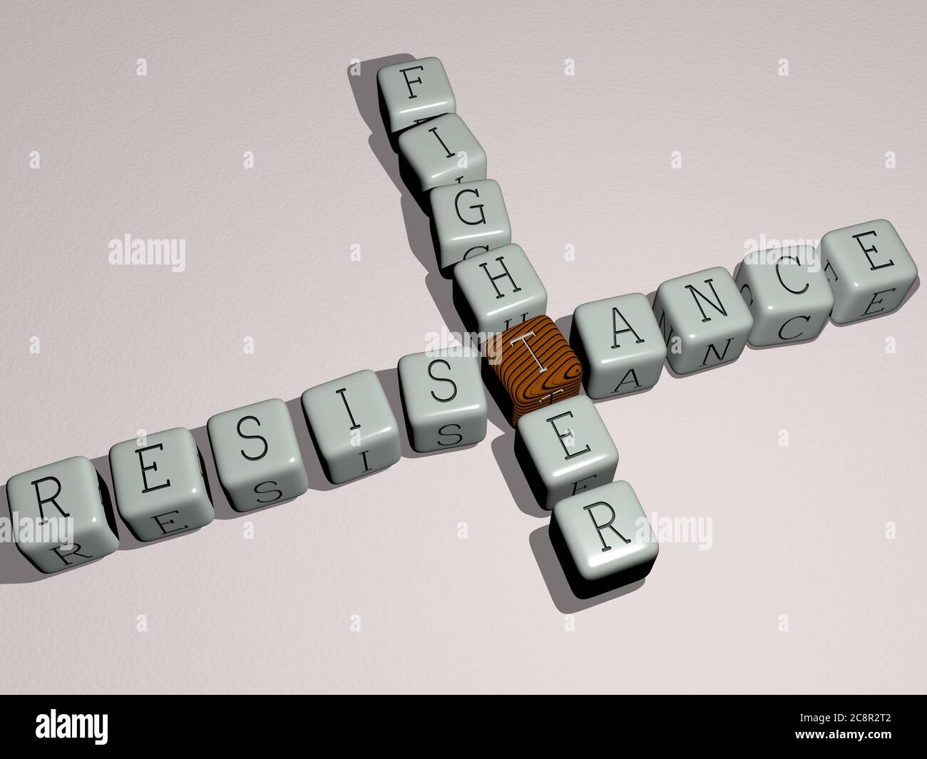 crosswords of resistance fighter arranged by cubic letters on a mirror ...