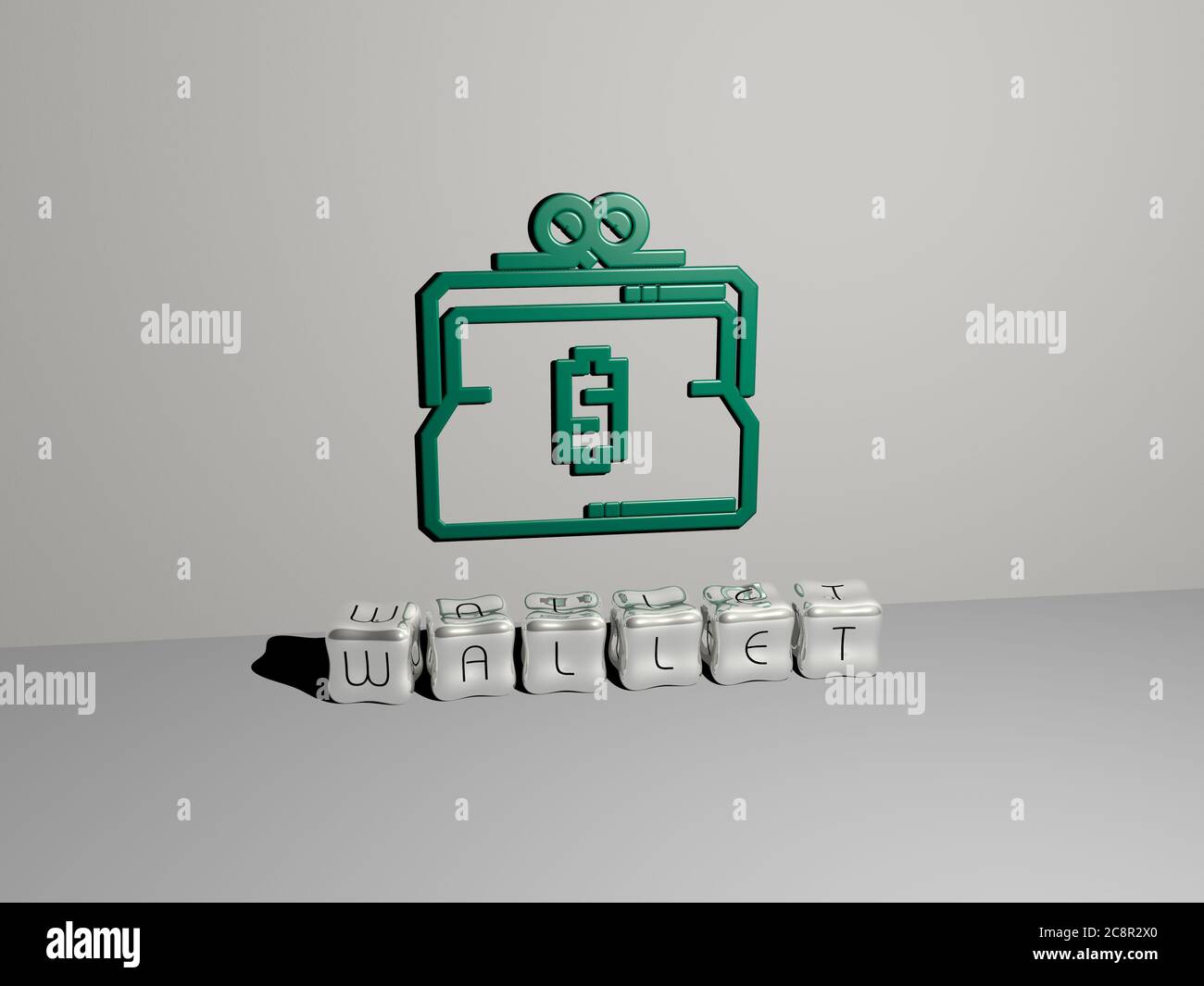 3D graphical image of wallet vertically along with text built by ...