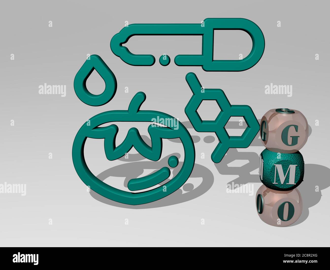 3D graphical image of gmo vertically along with text built around the ...