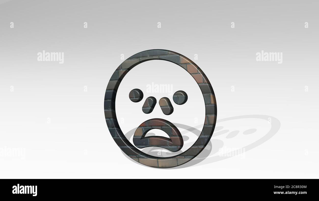 smiley surprised casting shadow with two lights. 3D illustration of ...