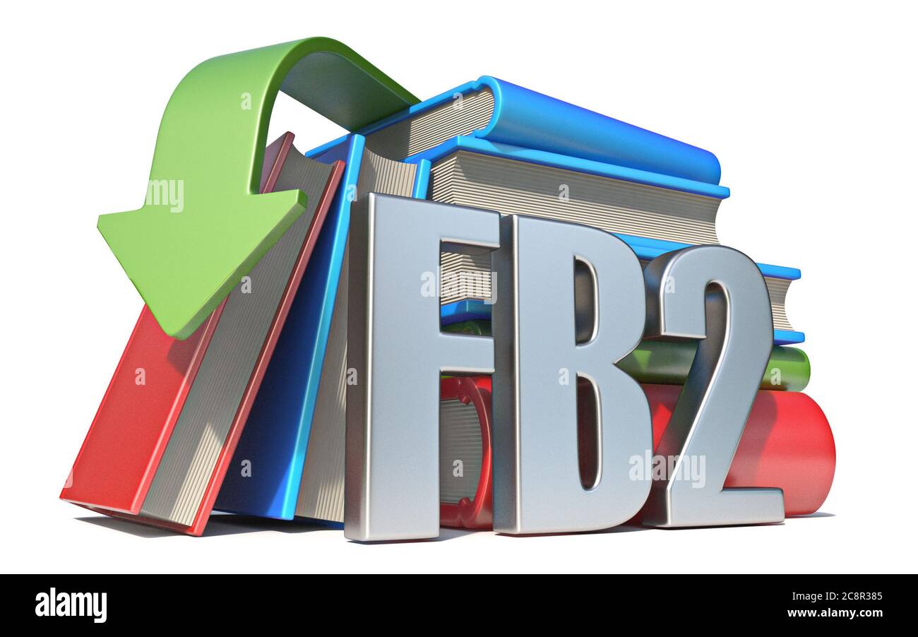 eBook FB2 download concept 3D render illustration isolated on white background Stock Photo - Alamy