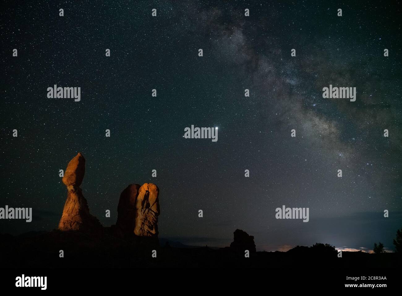 Saturn, Jupiter and the Milky Way over Balanced Rock in Arches National ...