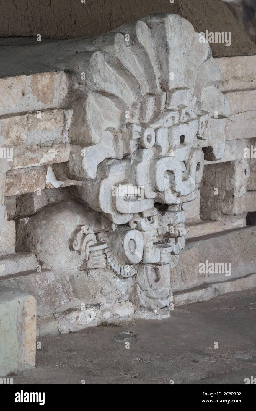 Stucco masks of Cocijo, the god of lightning and rain in the Temple of ...