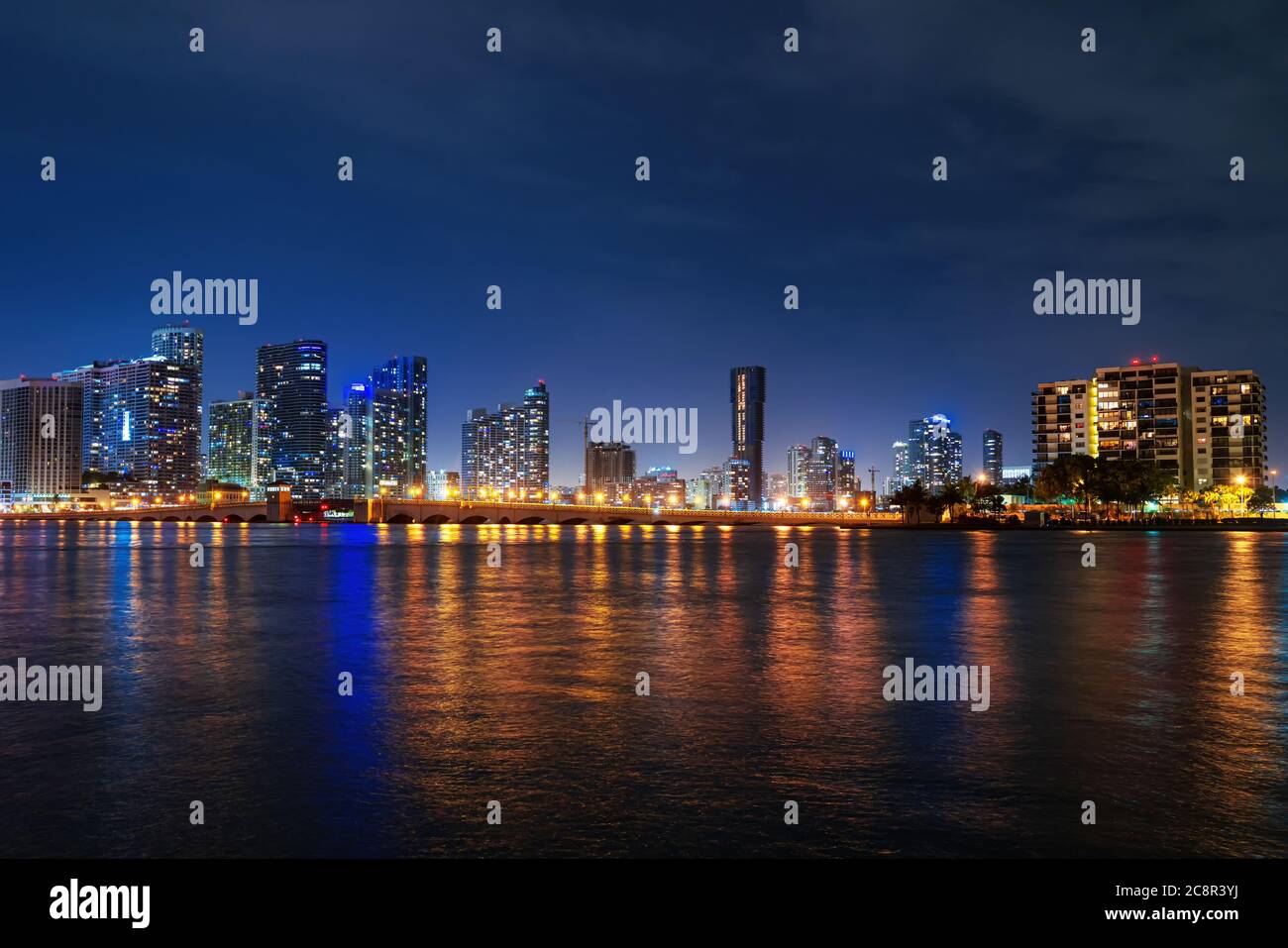 Miami skyline. Panoramic view of Miami skyline and coastline Stock ...