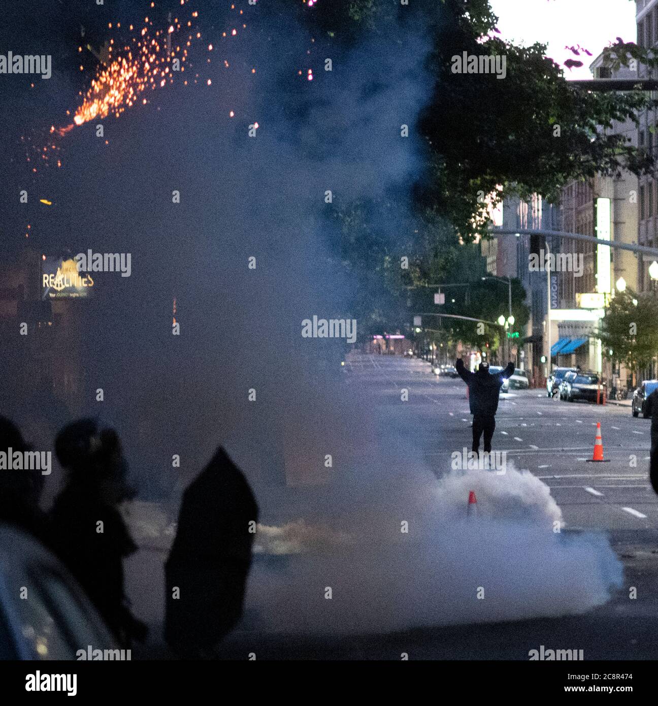 Protesters tear gassed hi-res stock photography and images - Alamy
