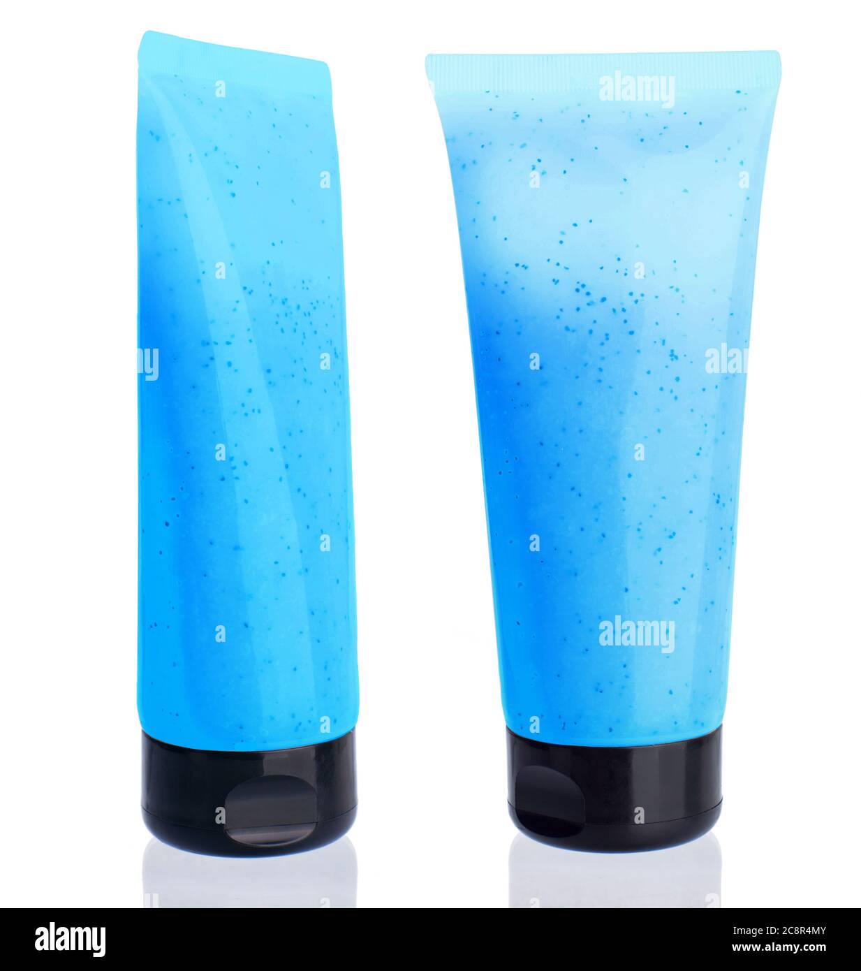 Body scrub on a blue tube for health care of a face, soap facial peels ...