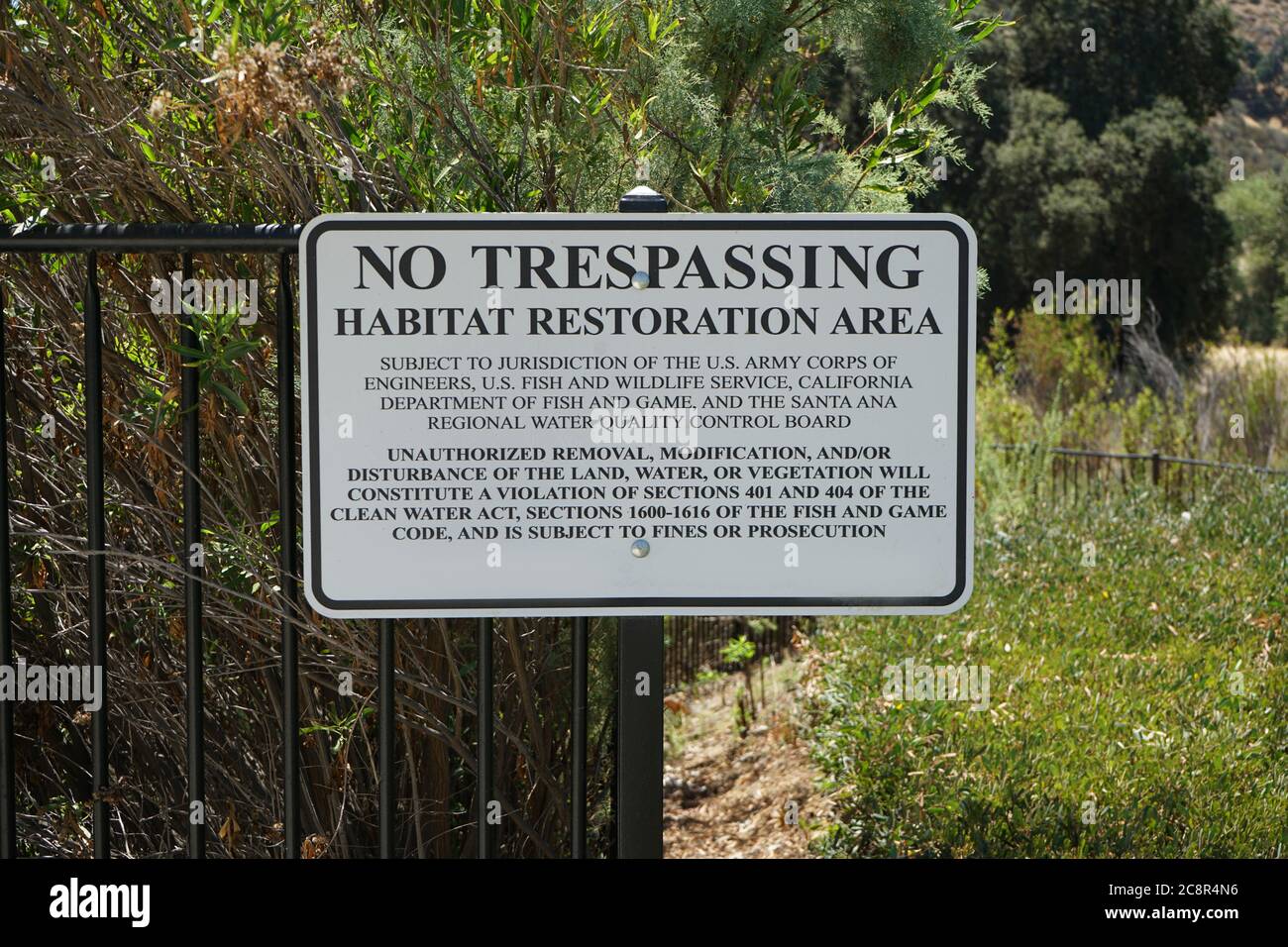 No trespassing sign for habitat restoration area Stock Photo - Alamy