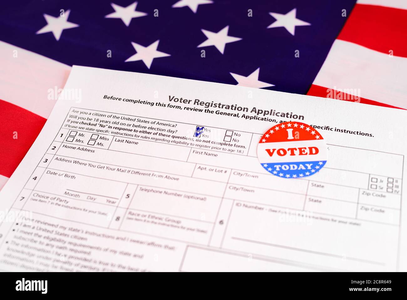 Voter registration application for the 2020 presidential elections, on ...