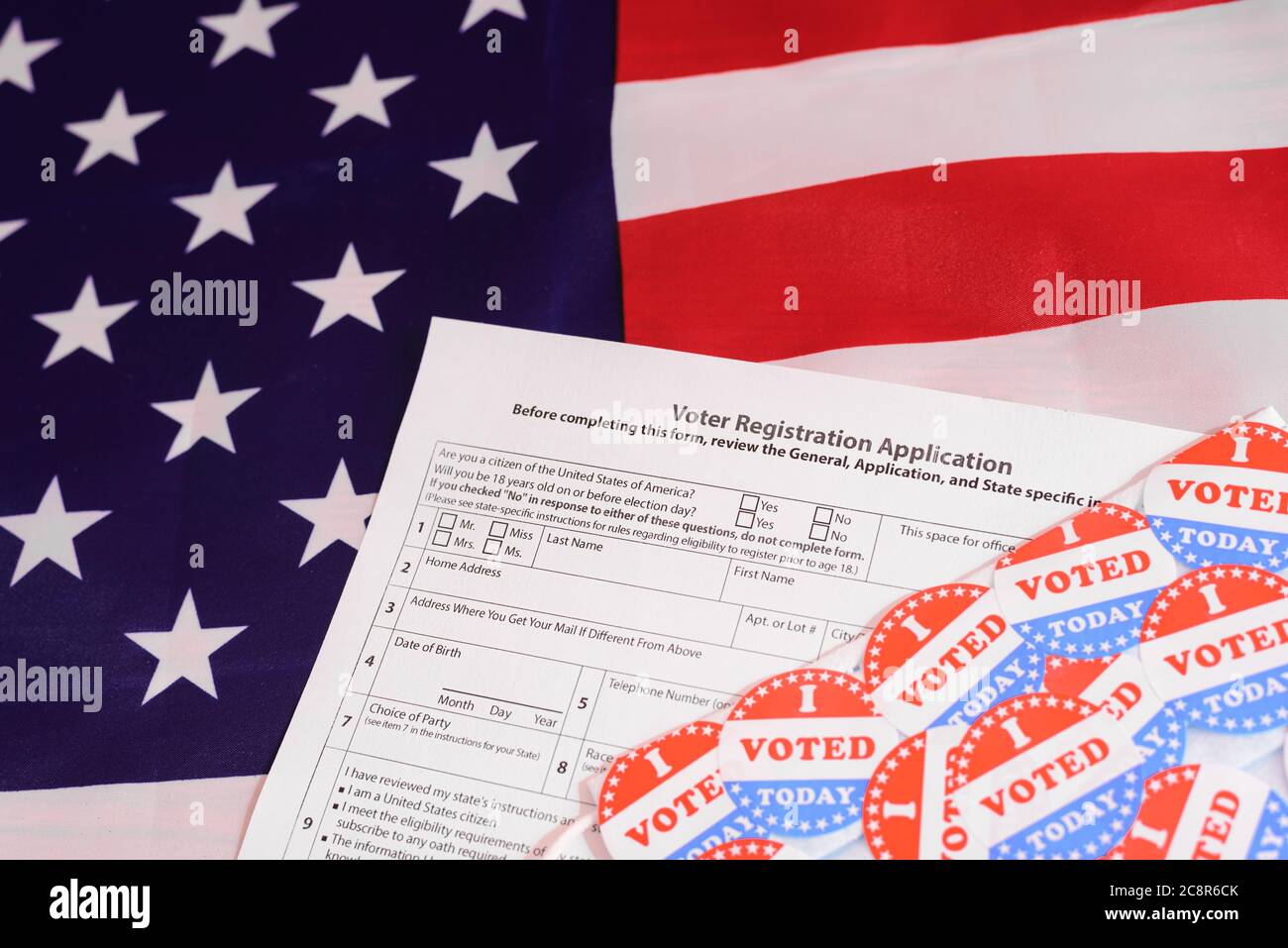 Voter registration application for the 2020 presidential elections, on ...