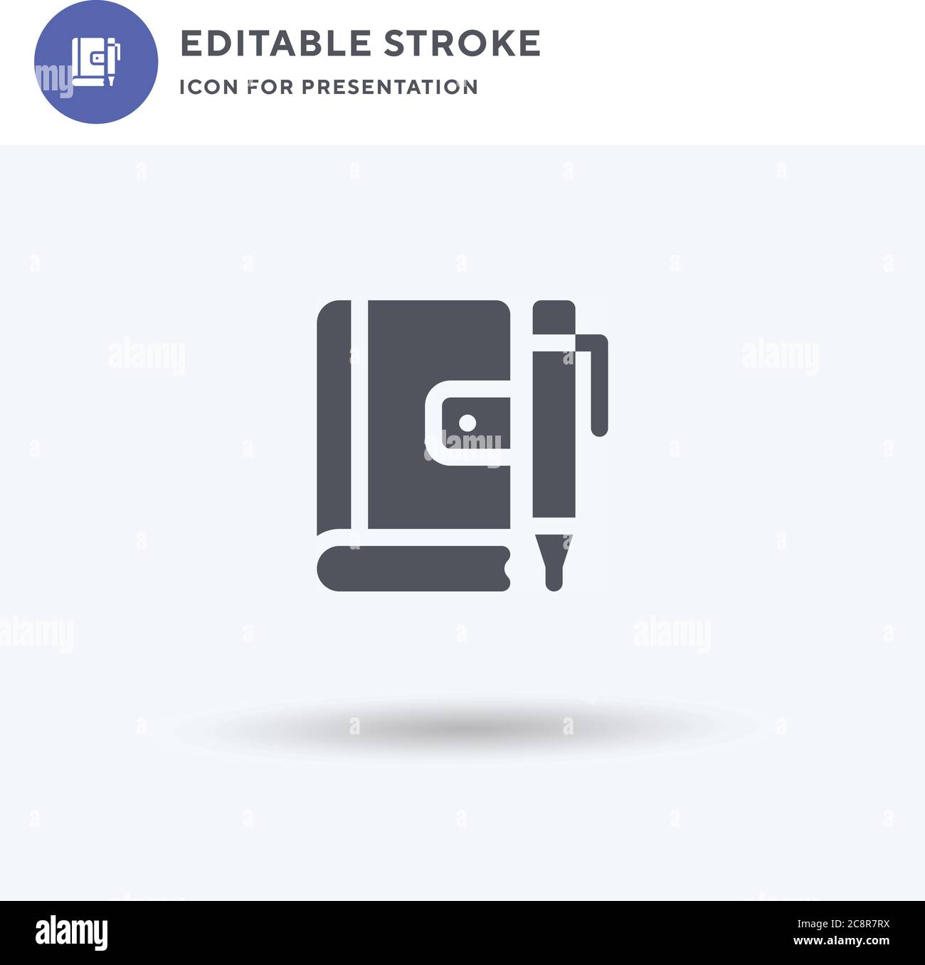 Diary icon vector, filled flat sign, solid pictogram isolated on white ...