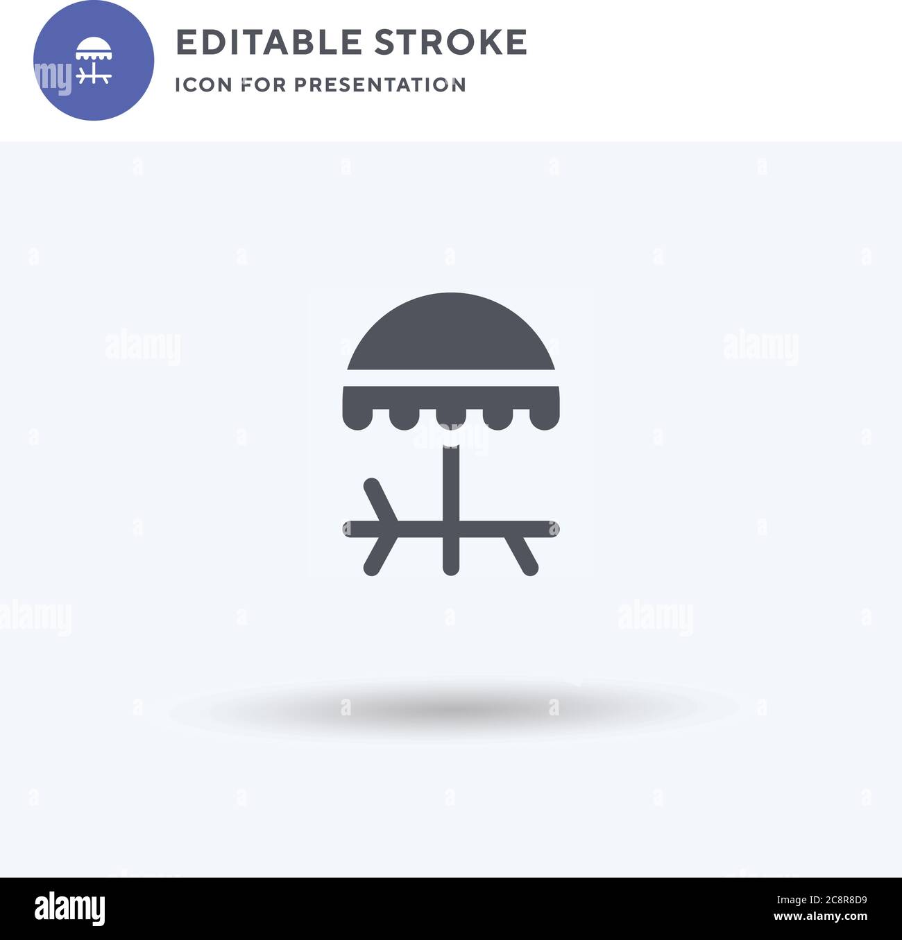 Sunbed icon vector, filled flat sign, solid pictogram isolated on white ...