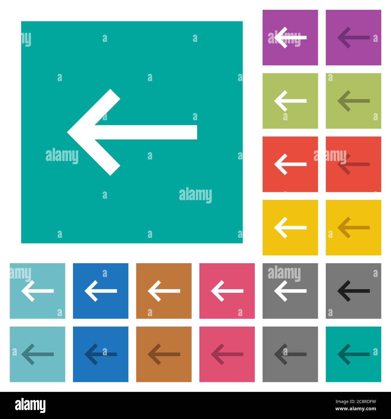 Keyboard backspace multi colored flat icons on plain square backgrounds ...