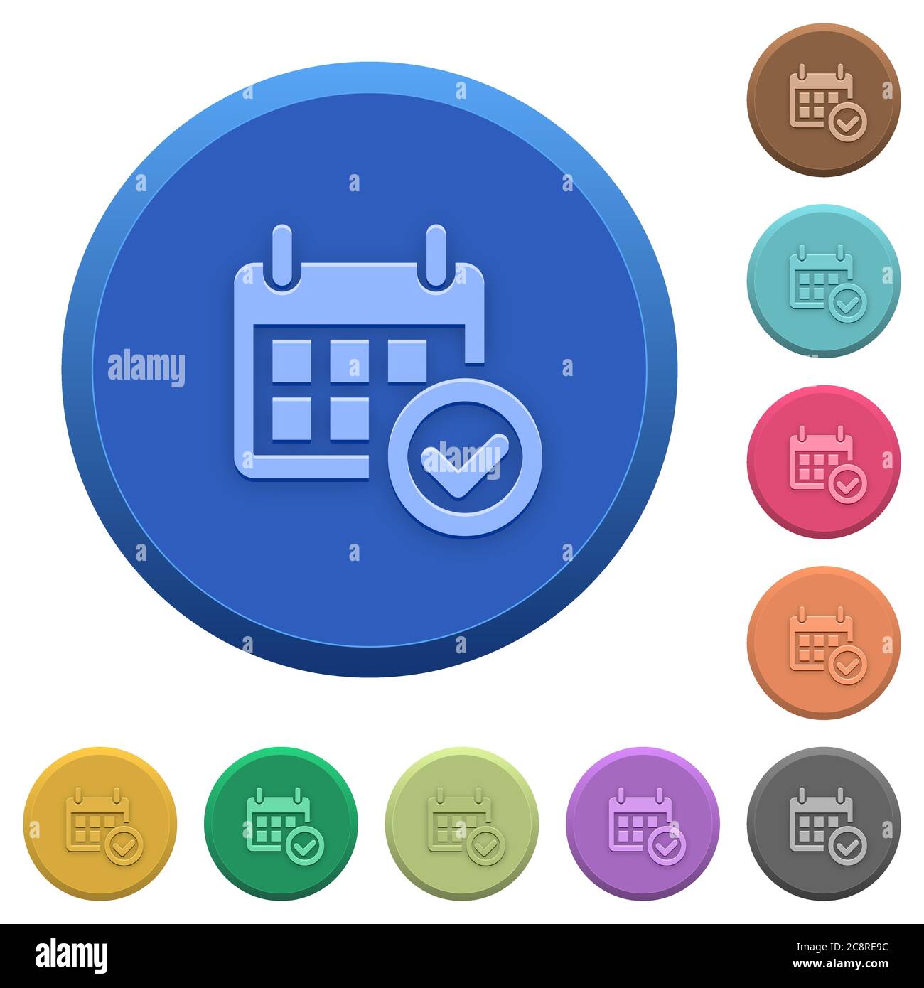Set of round color embossed Calendar check buttons Stock Vector Image & Art - Alamy