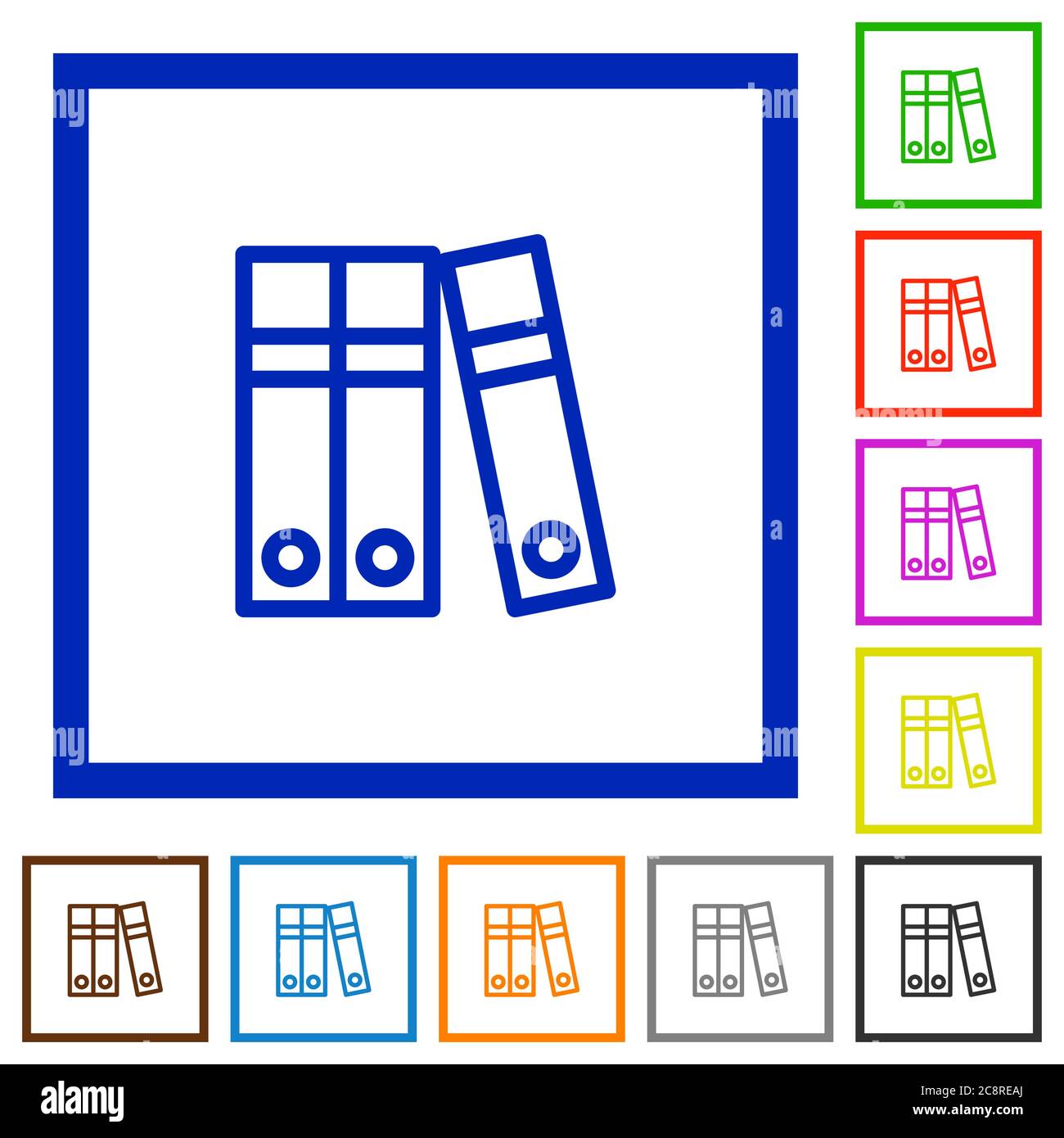 Set of color square framed Document folders flat icons Stock Vector ...