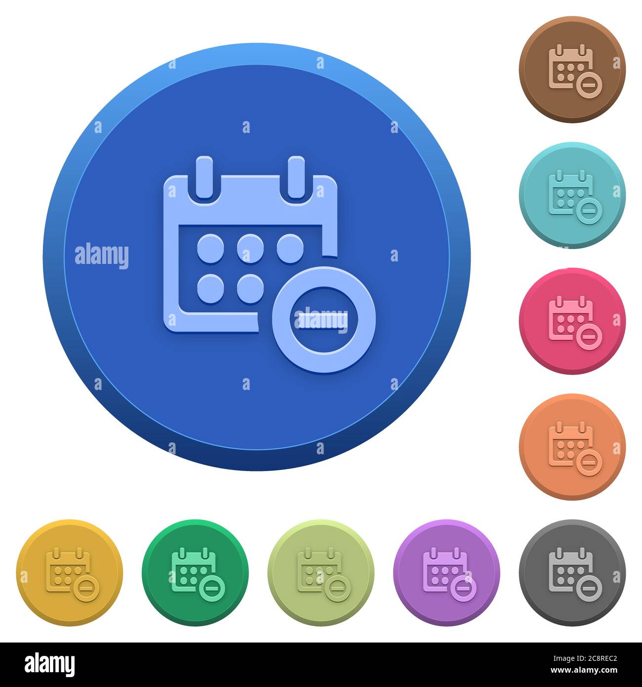 Set of round color embossed Delete from calendar buttons Stock Vector ...