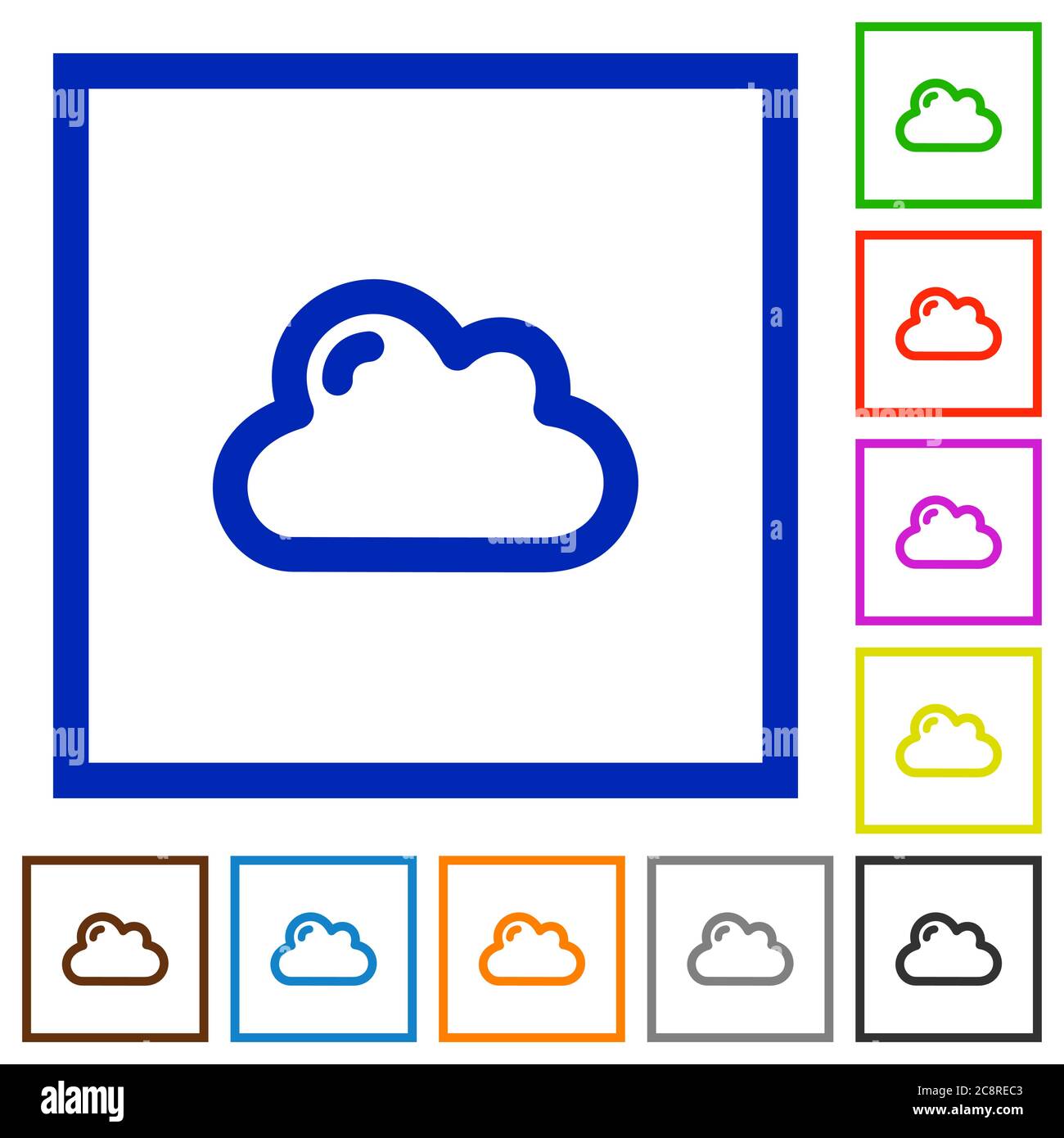Set of color square framed cloud flat icons Stock Vector Image & Art - Alamy