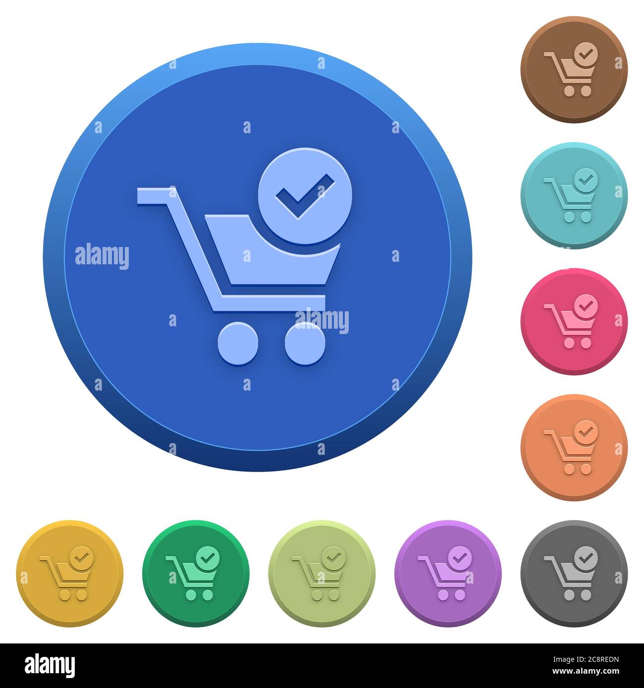 Set of round color embossed checkout buttons Stock Vector Image & Art ...