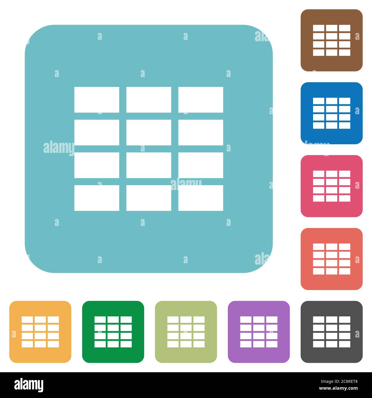 Flat spreadsheet icons on rounded square color backgrounds Stock Vector ...