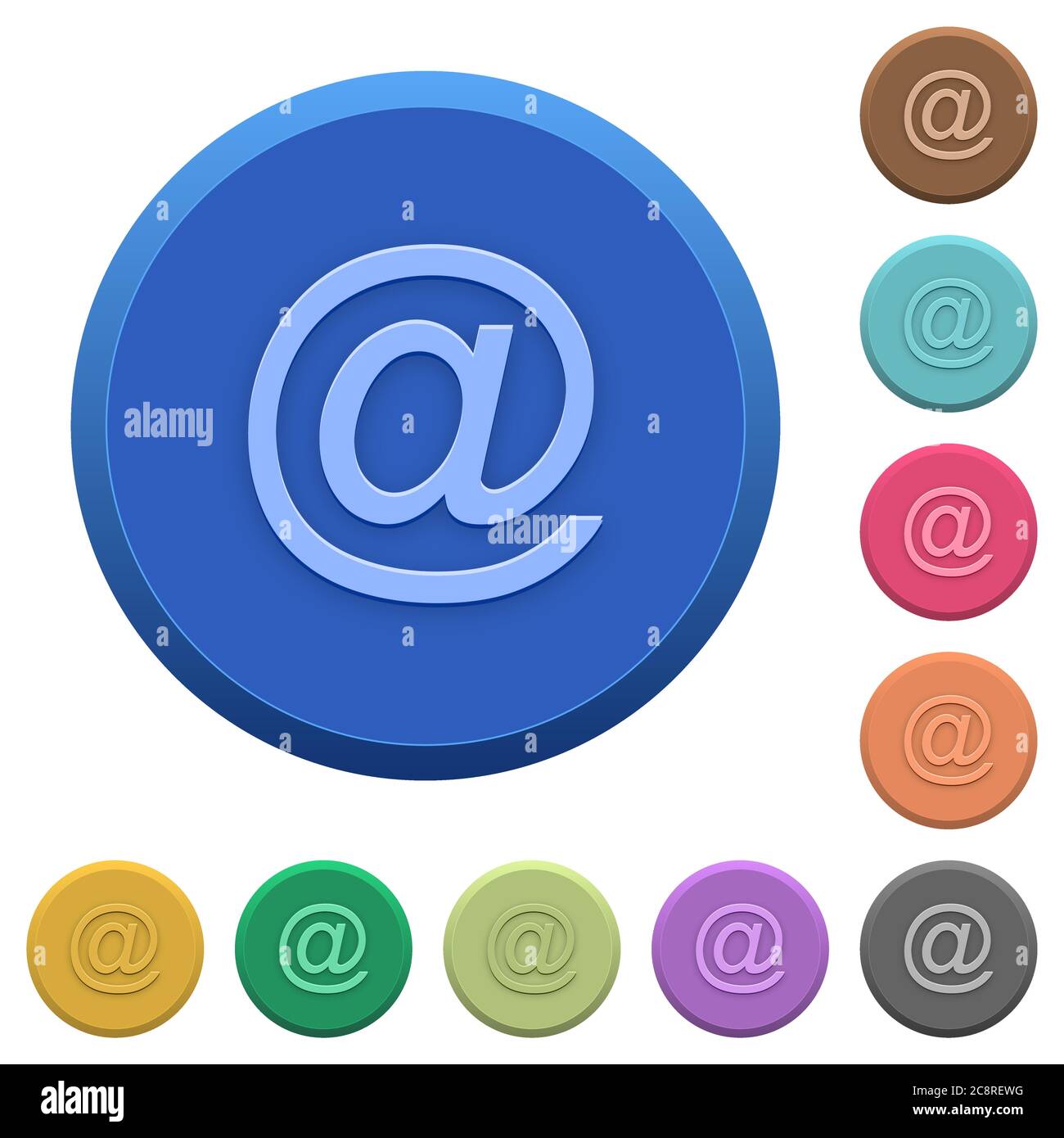 Set of round color embossed email symbol buttons Stock Vector Image ...