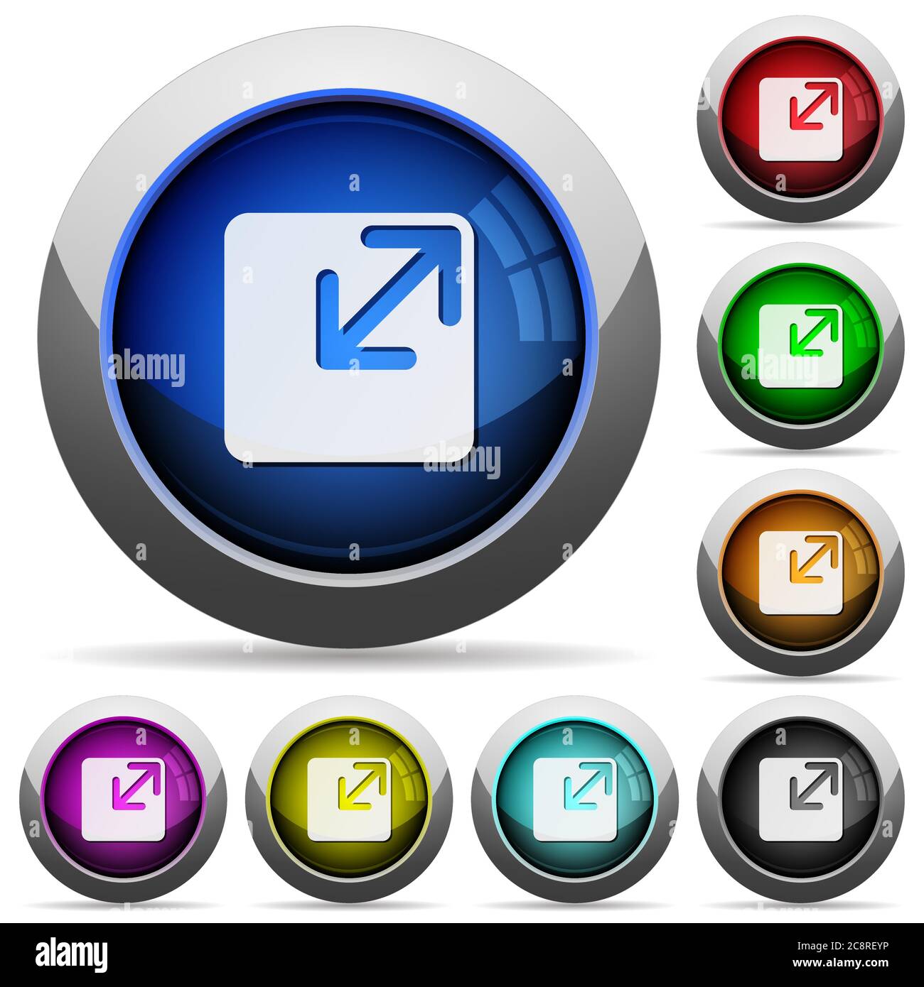 Set of round glossy Resize window buttons. Arranged layer structure ...