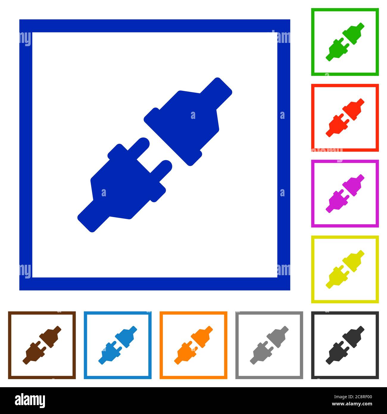 Set of color square framed Power connectors flat icons Stock Vector ...