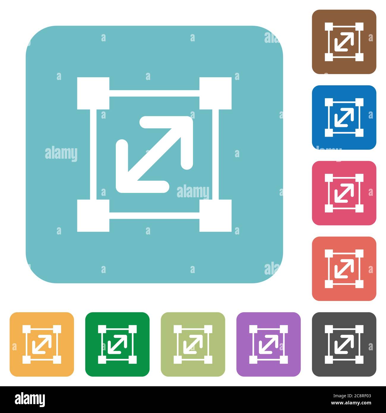 Flat resize element icons on rounded square color backgrounds Stock ...