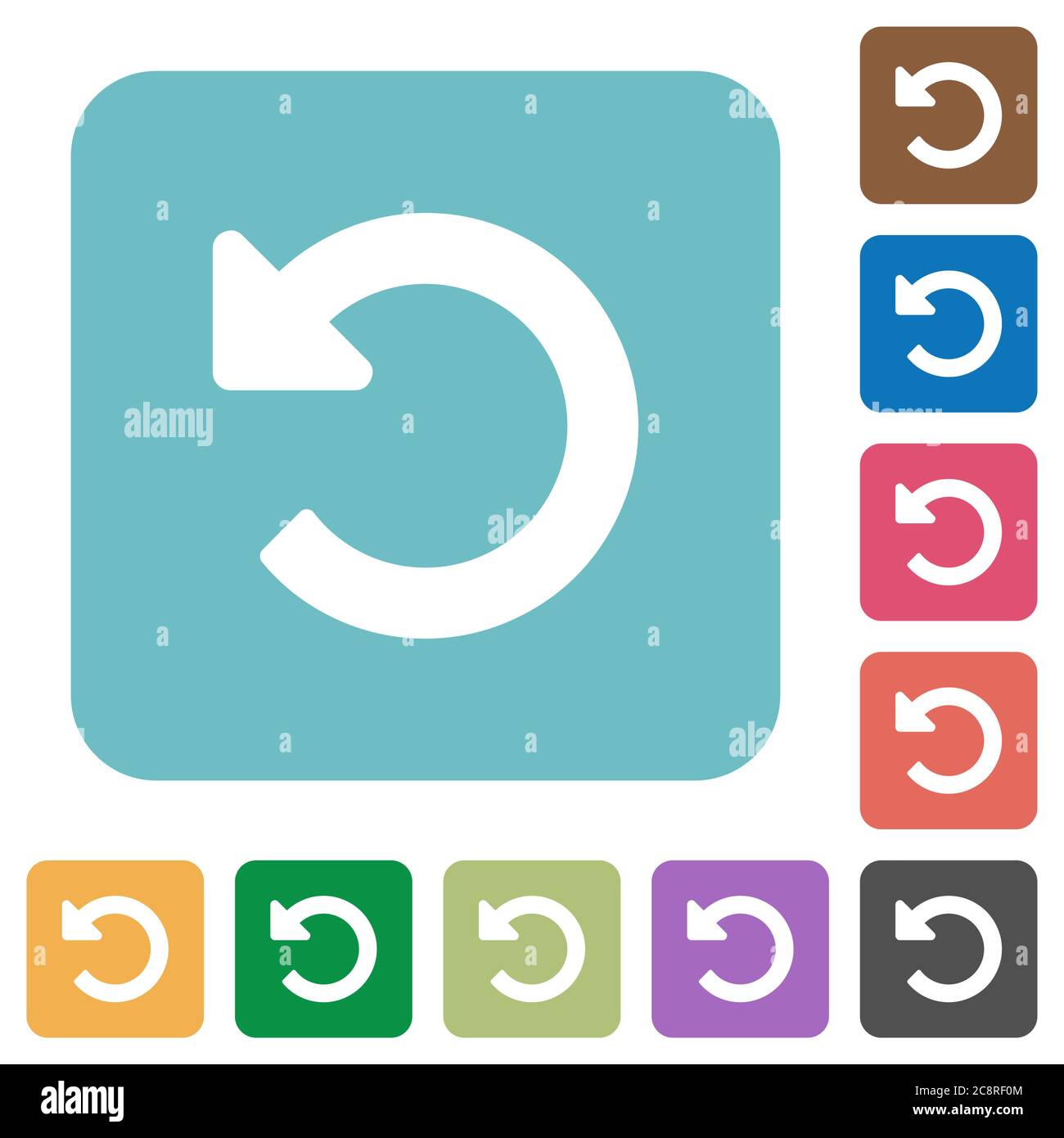 Flat undo changes icons on rounded square color backgrounds Stock ...