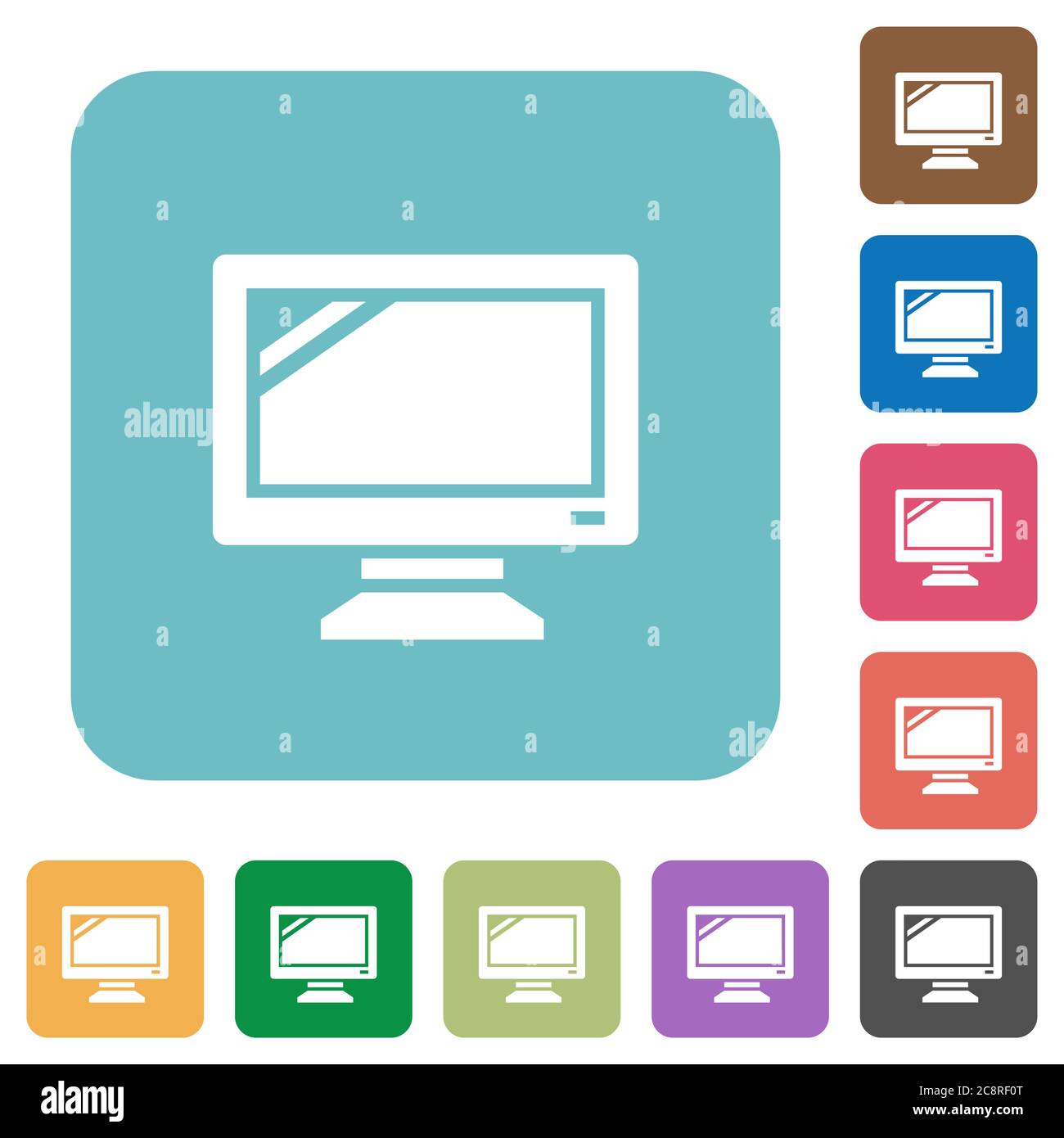 Flat monitor icons on rounded square color backgrounds Stock Vector ...