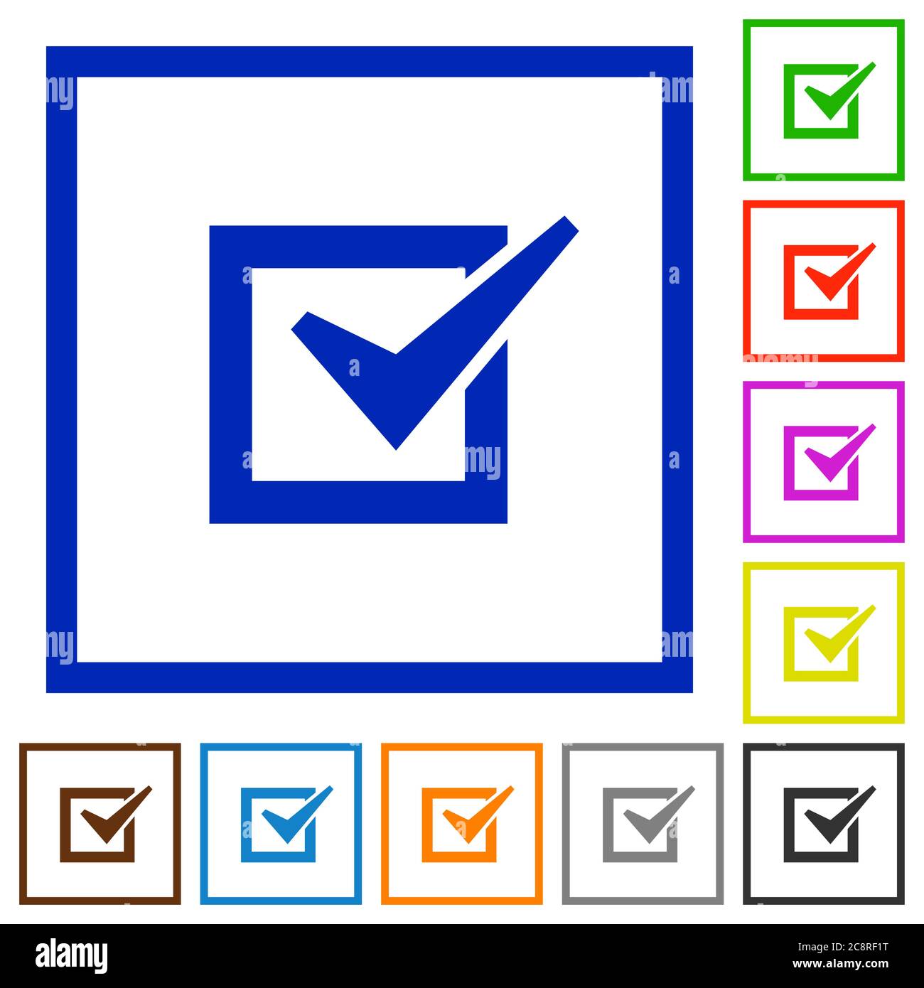 Set of color square framed Checked box flat icons Stock Vector Image ...