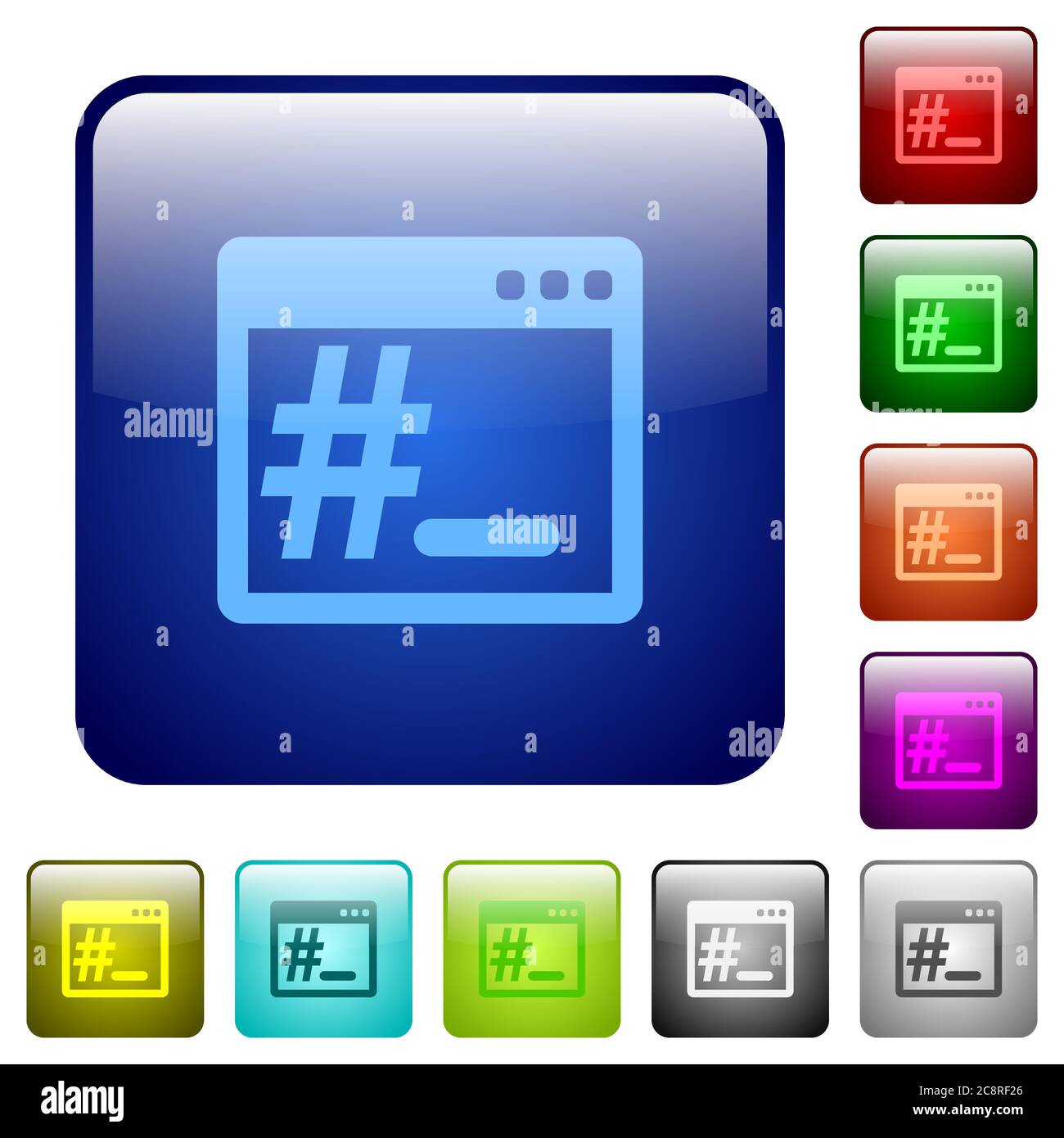 Set of root terminal color glass rounded square buttons Stock Vector Image & Art - Alamy