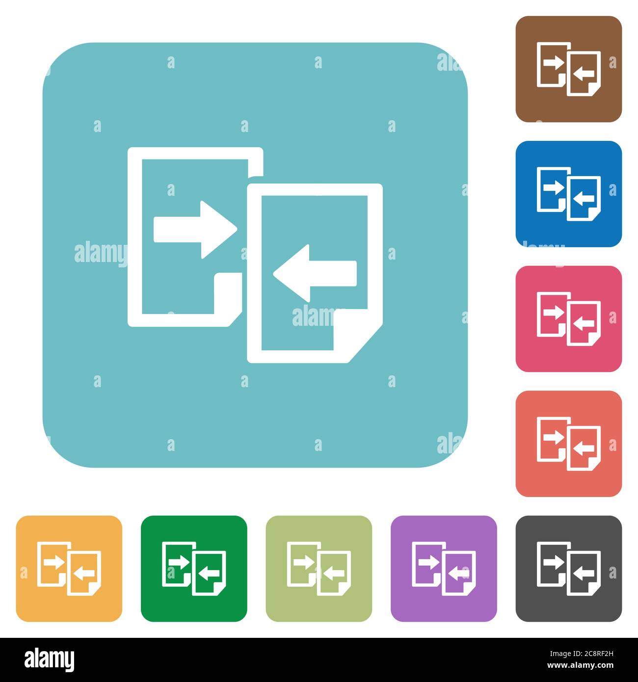 Flat share documents icons on rounded square color backgrounds Stock ...