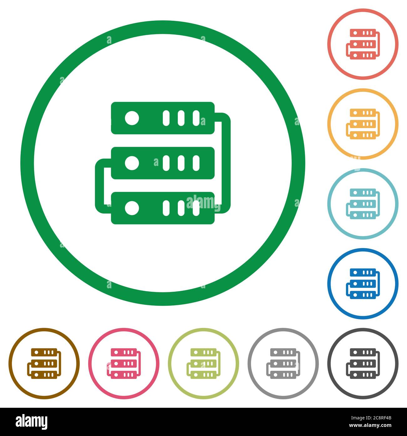 Set of Servers color round outlined flat icons on white background Stock Vector Image & Art - Alamy