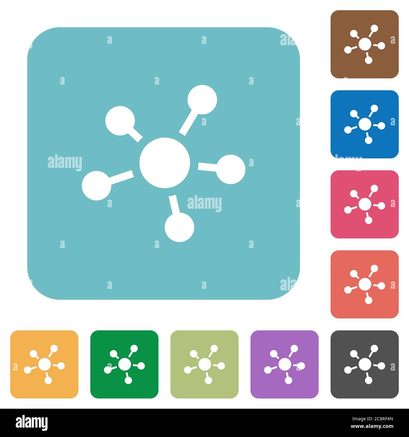 Flat connections icons on rounded square color backgrounds Stock Vector ...