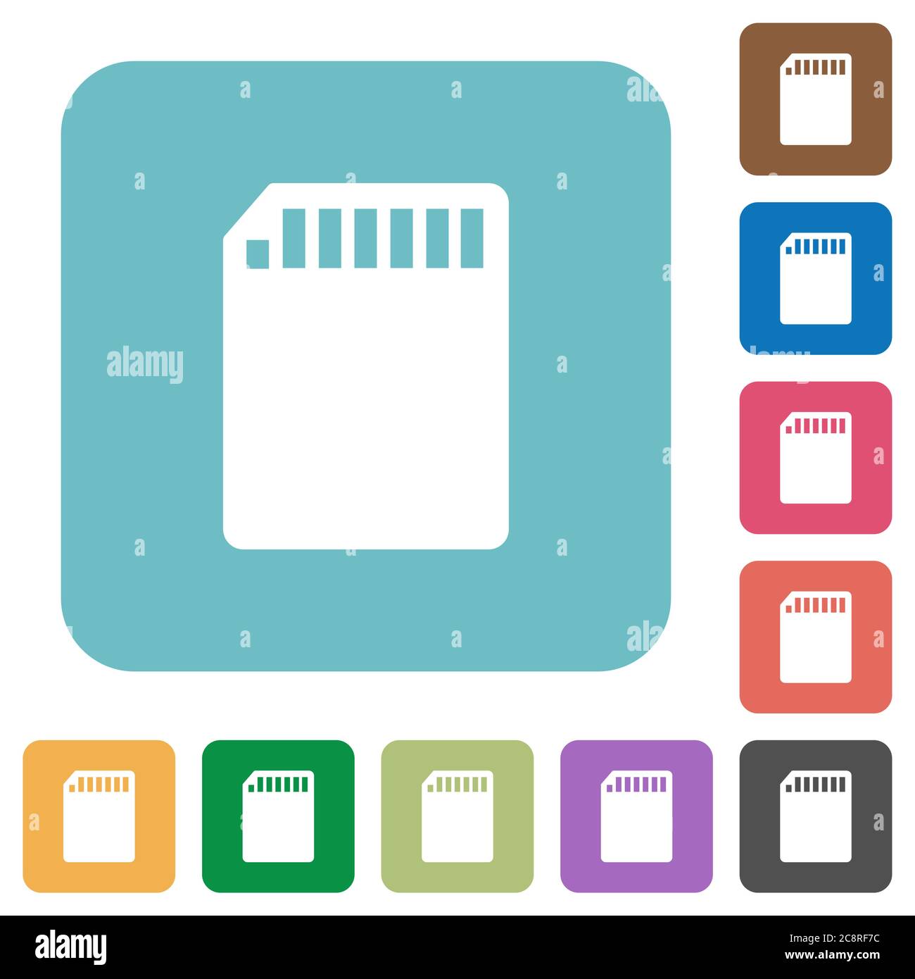 Flat SD memory card icons on rounded square color backgrounds Stock ...