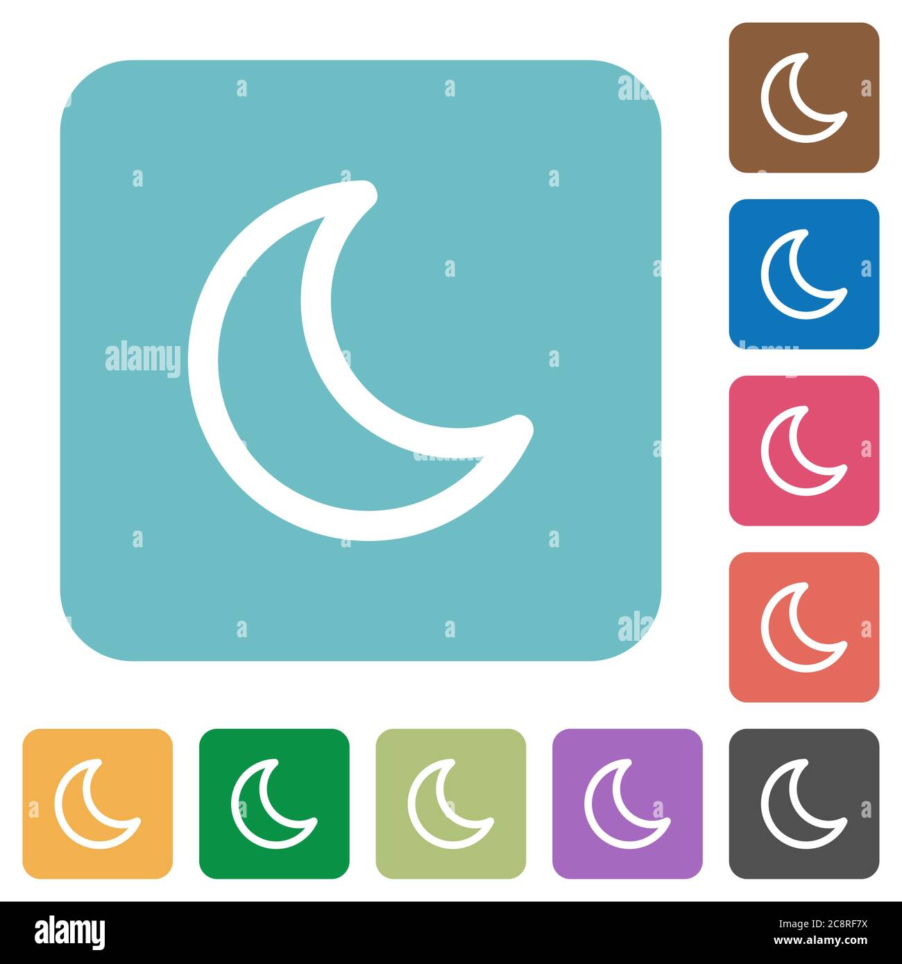 Flat moon icons on rounded square color backgrounds Stock Vector Image ...