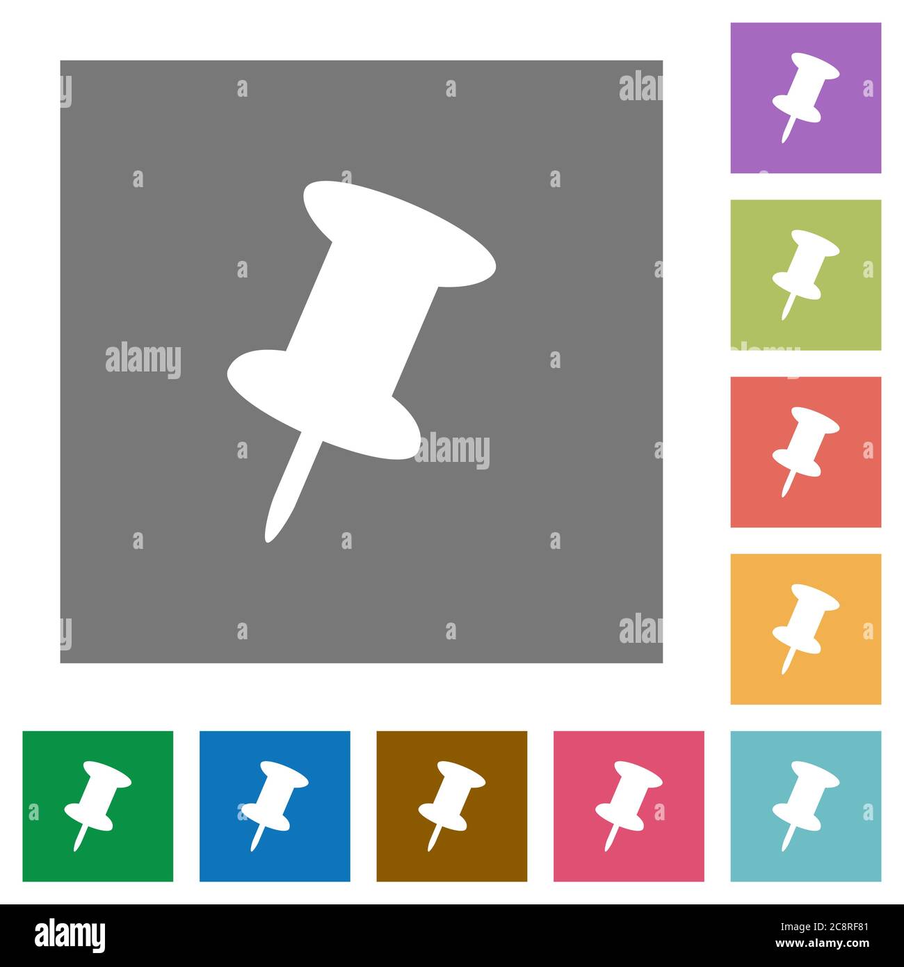 Push pin flat icon set on color square background Stock Vector Image ...